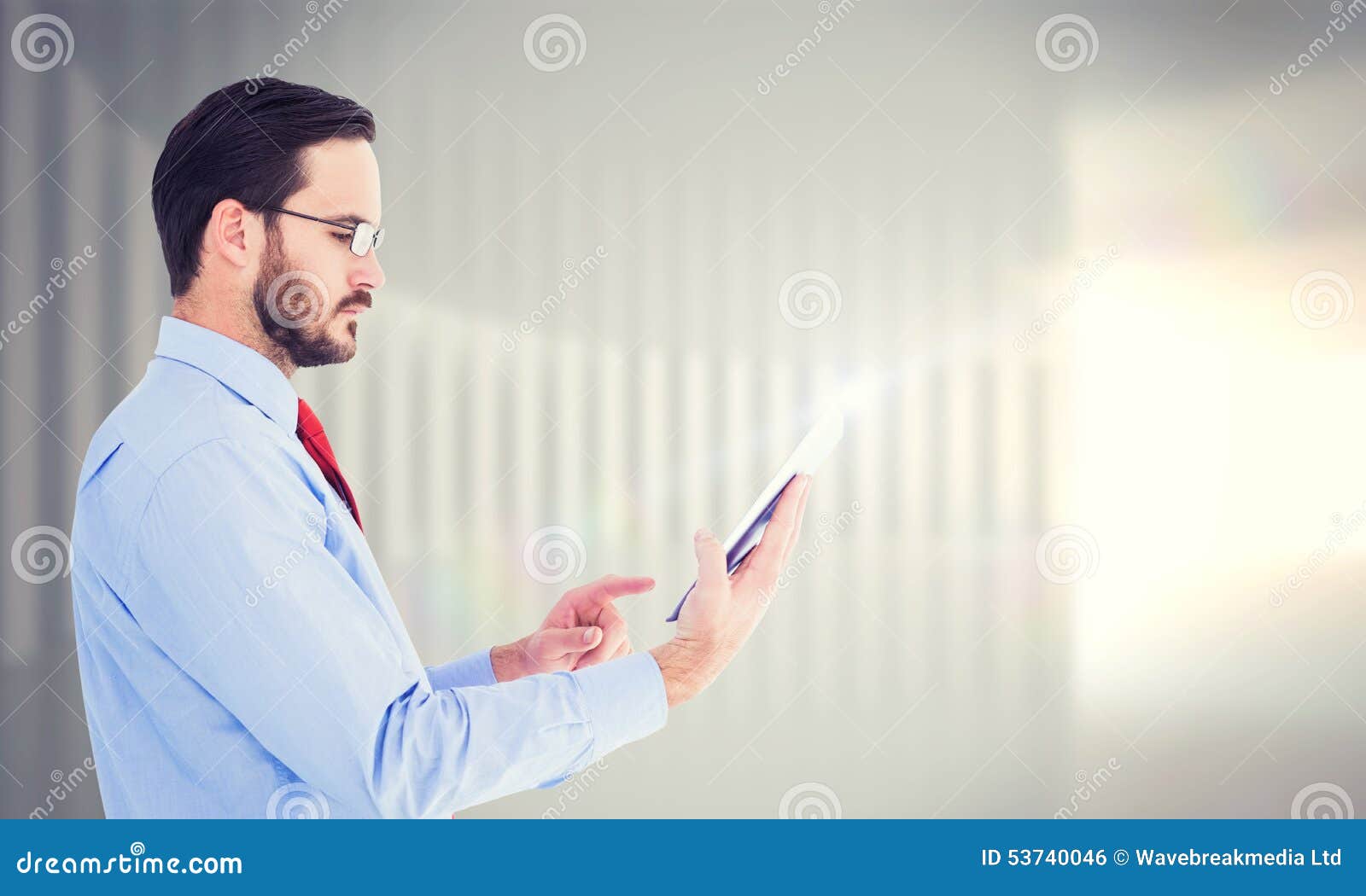 Composite Image of Businessman Scrolling on His Digital Tablet Stock ...