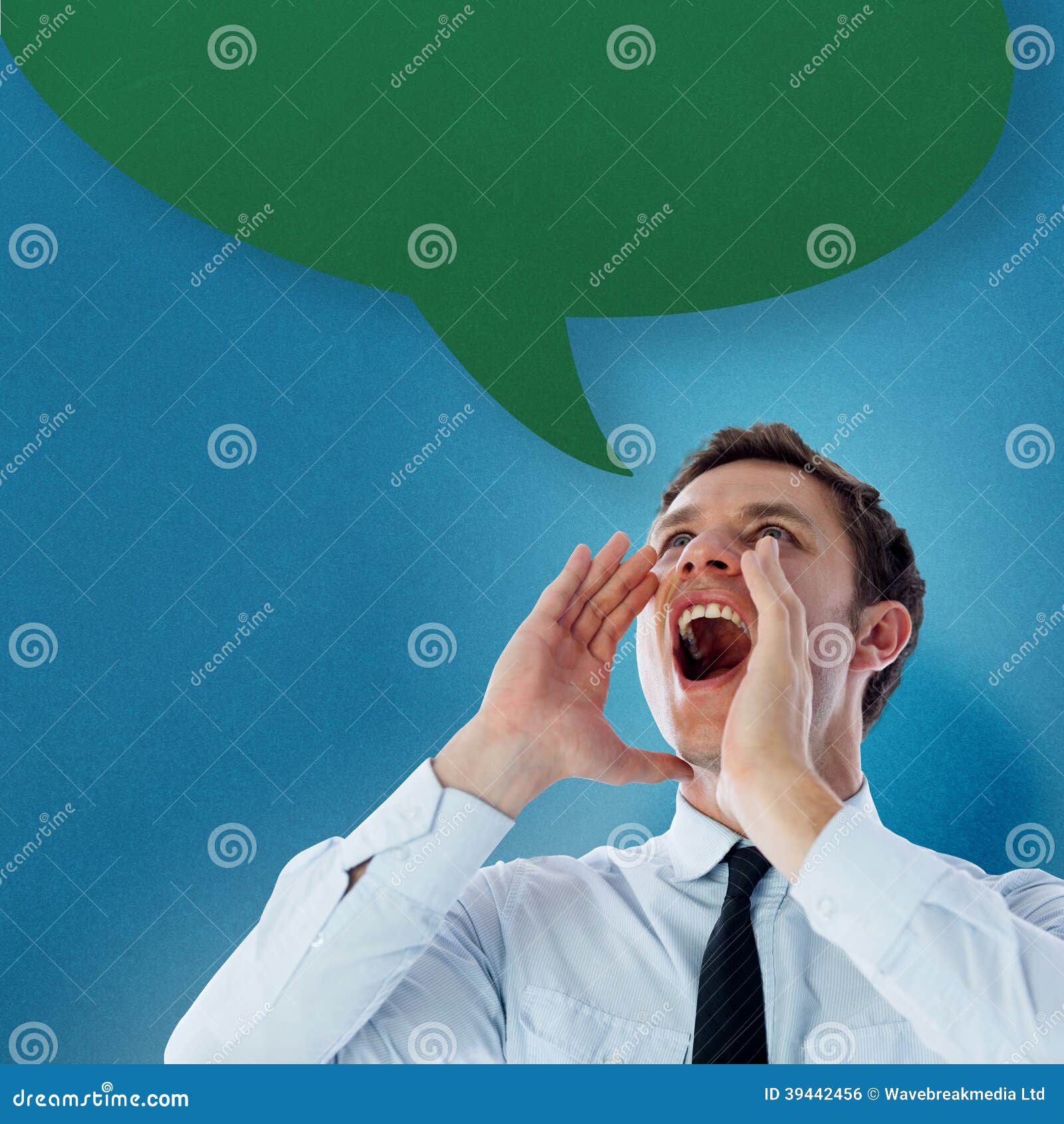 Composite Image of Businessman Shouting with Speech Bubble Stock Photo ...