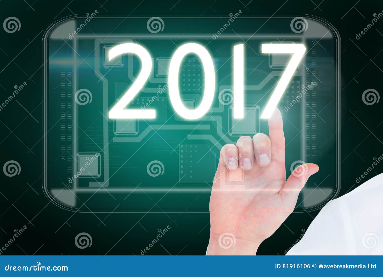 Composite Image of Businessman Touching Invisible Screen Stock Photo ...