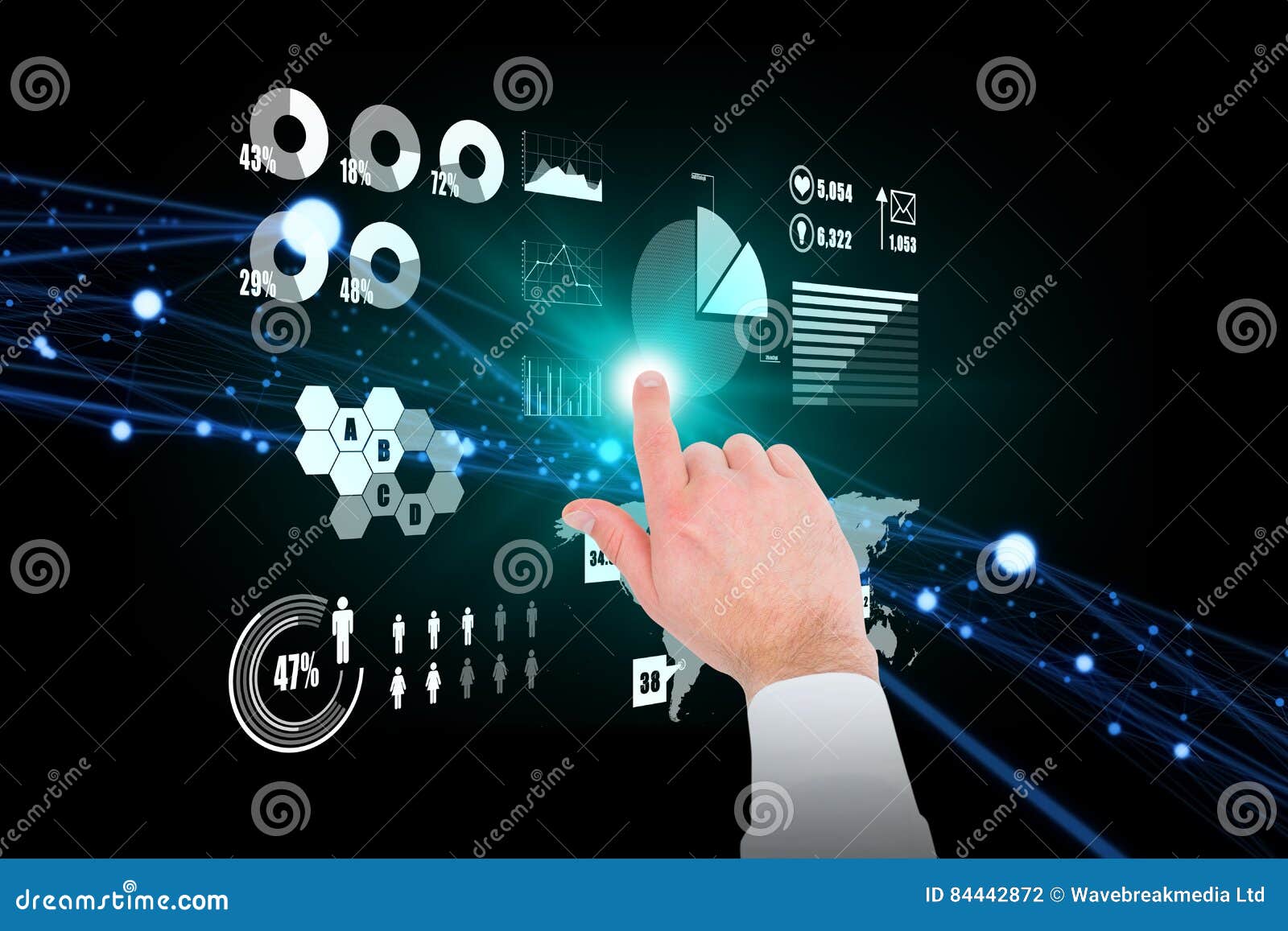 Composite Image of Businessman Touching Invisible Screen 3d Stock Photo ...