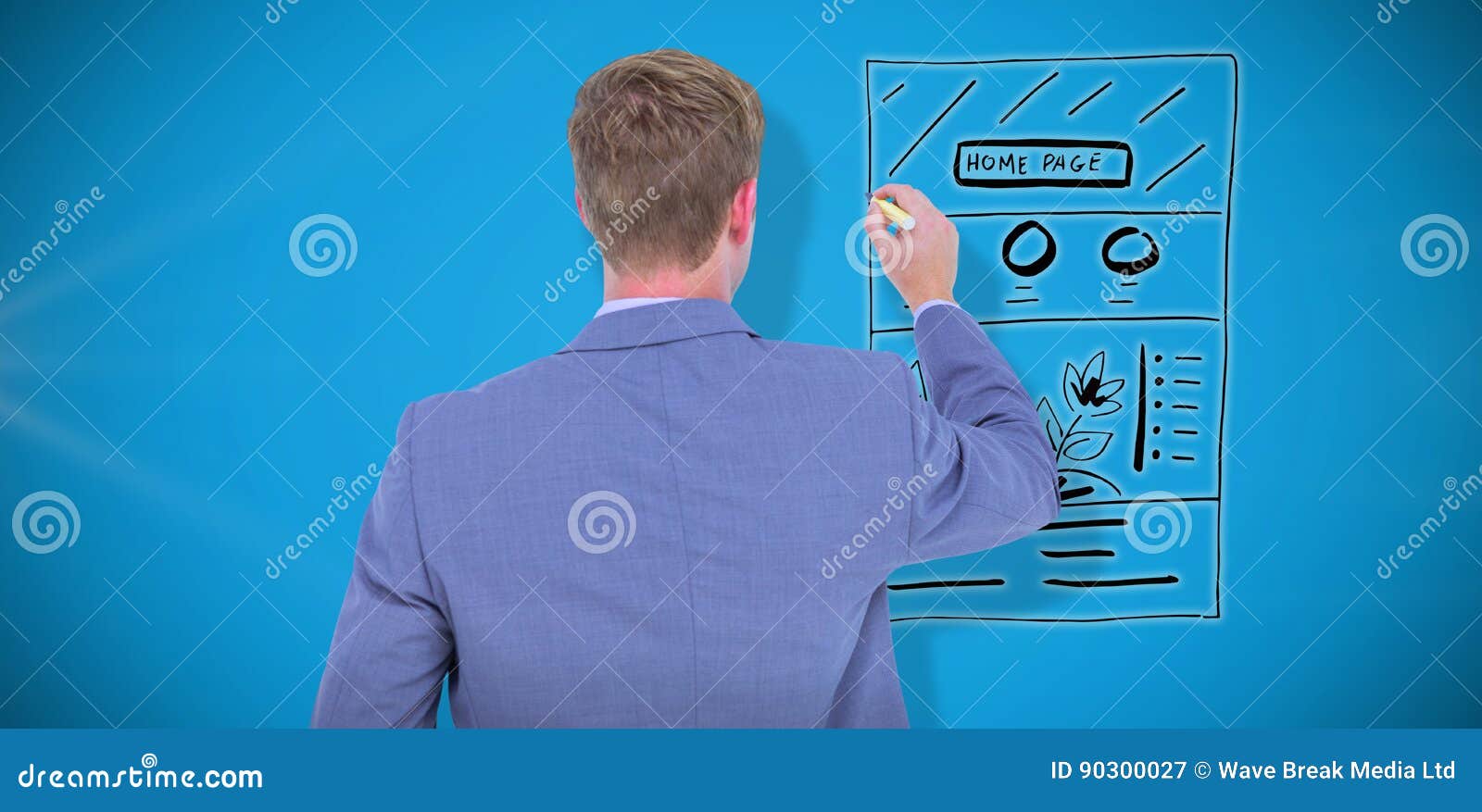 Composite Image of Businessman Writing on a White Background Stock ...