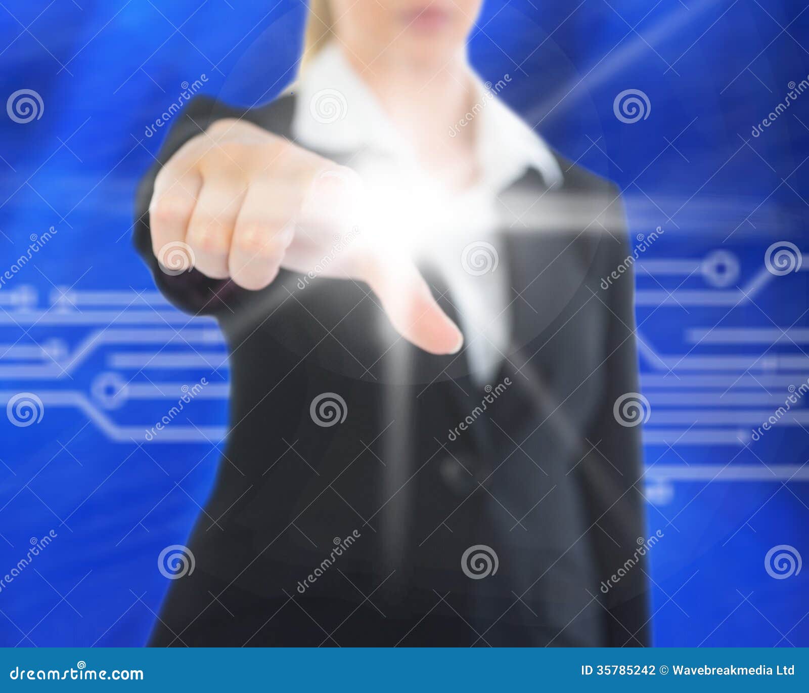 Composite Image of Businesswoman Pointing on Screen Stock Photo - Image ...