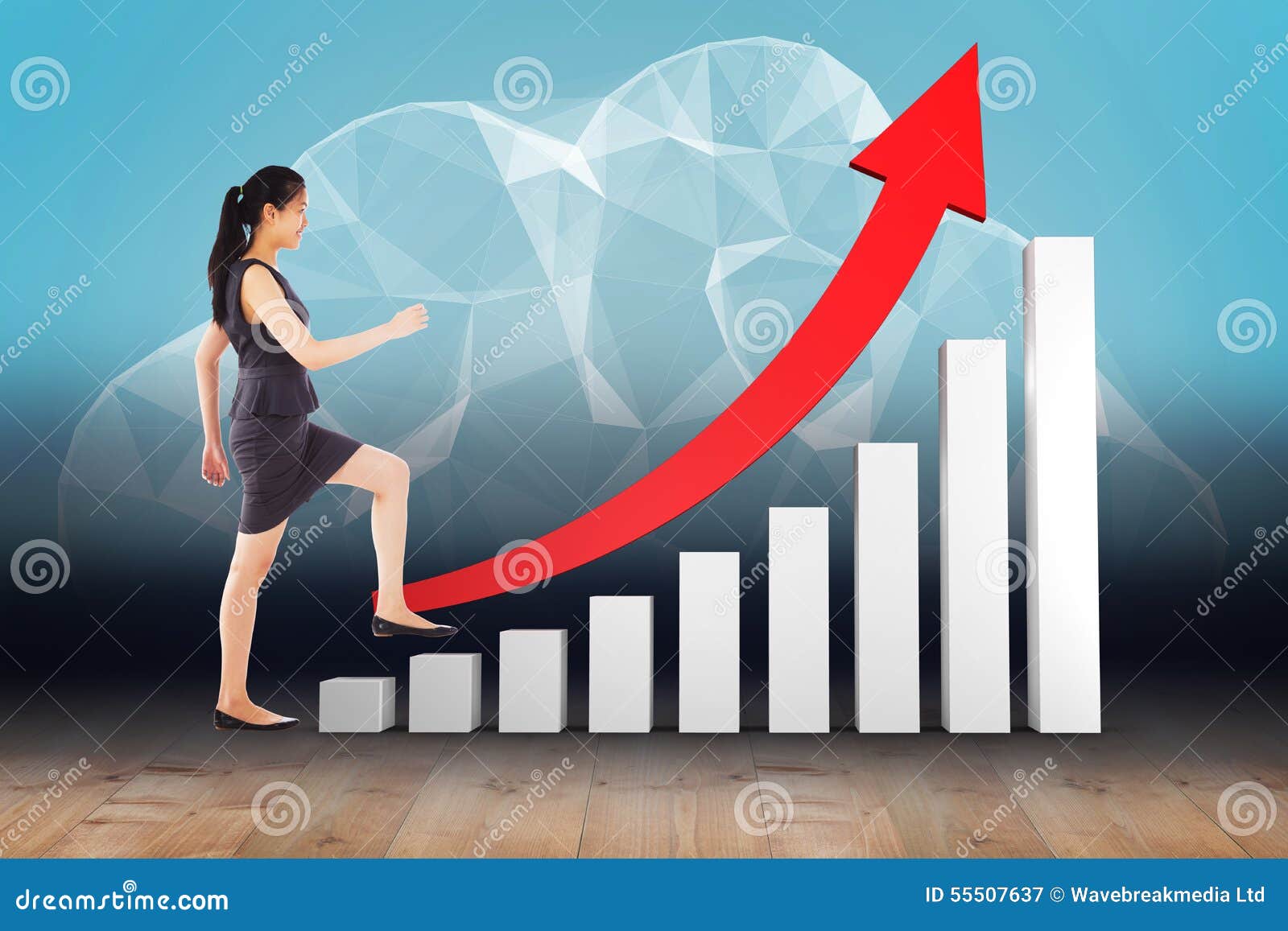 Composite Image of Businesswoman Stepping Up Stock Image - Image of ...