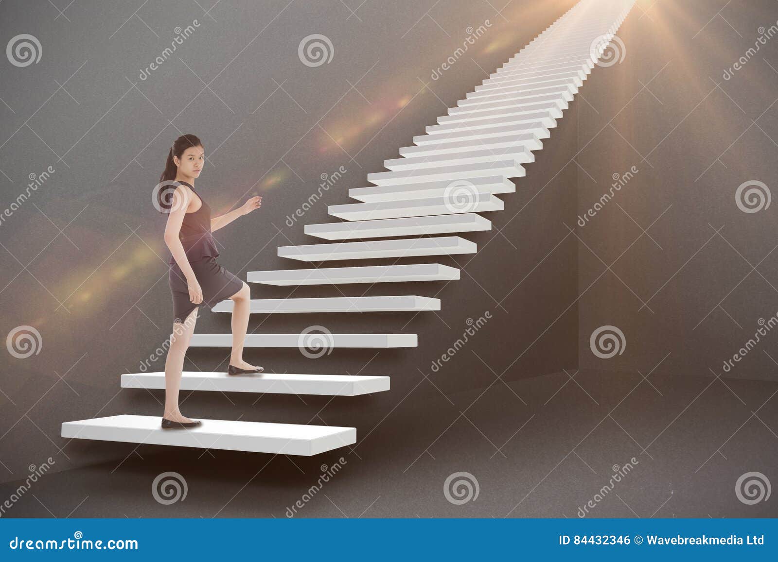 Composite Image of Businesswoman Stepping Up 3d Stock Photo - Image of ...