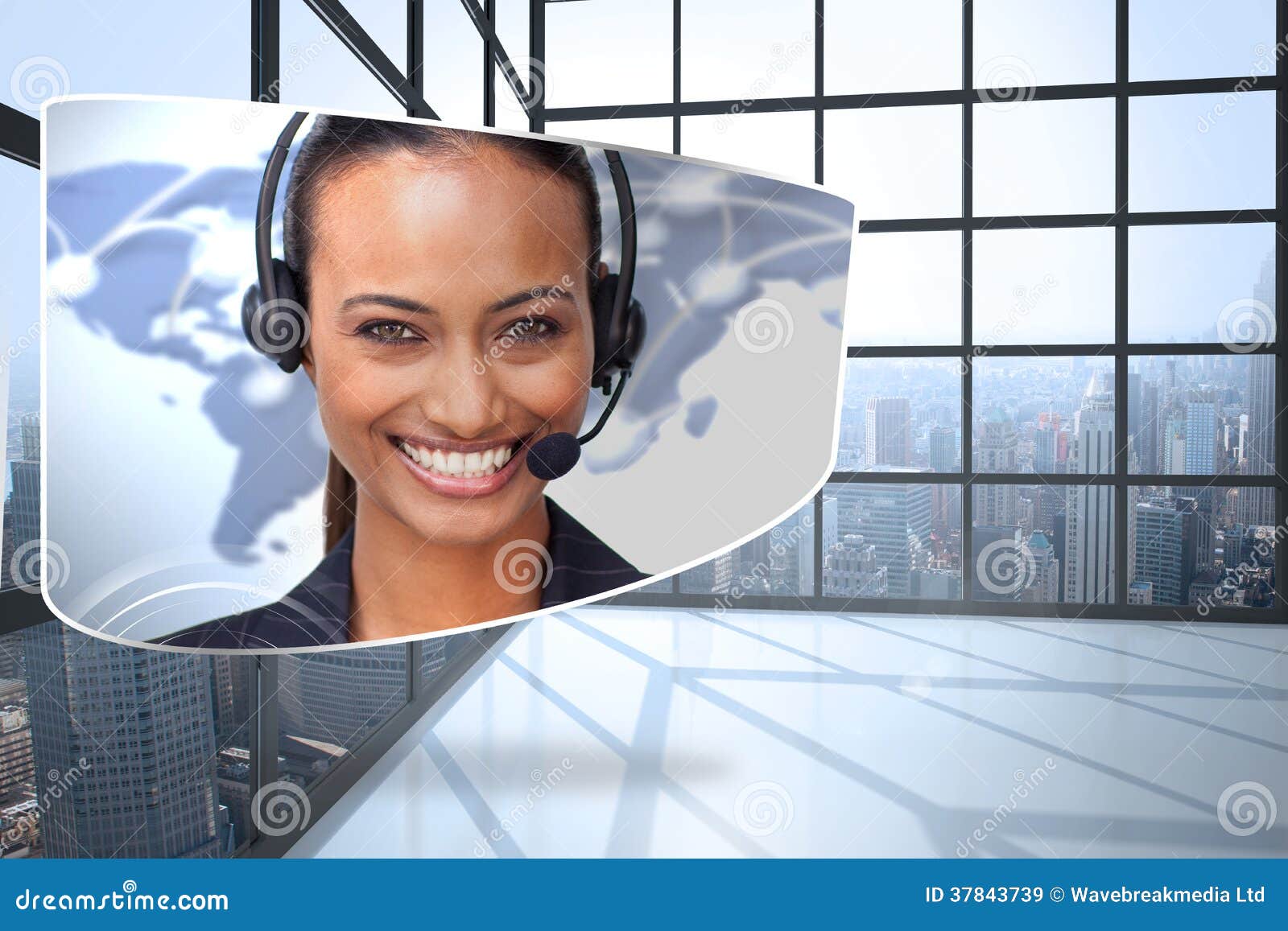 Composite Image of Call Centre Agent on Abstract Screen Stock Image ...