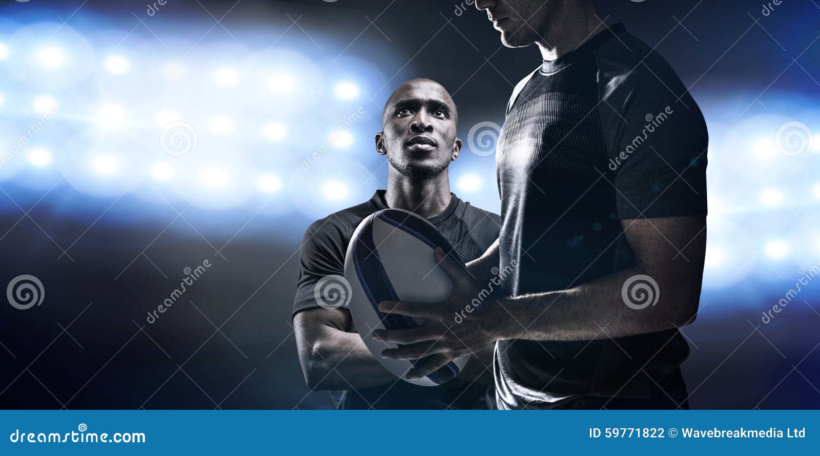 Composite Image of Calm Rugby Player Thinking while Holding Ball Stock ...