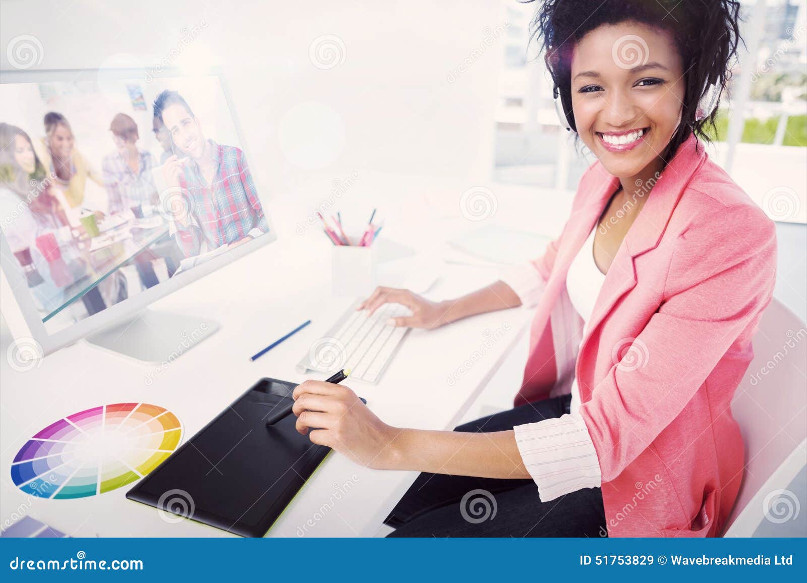A Composite Image of Casual Female Photo Editor Stock Image - Image of ...