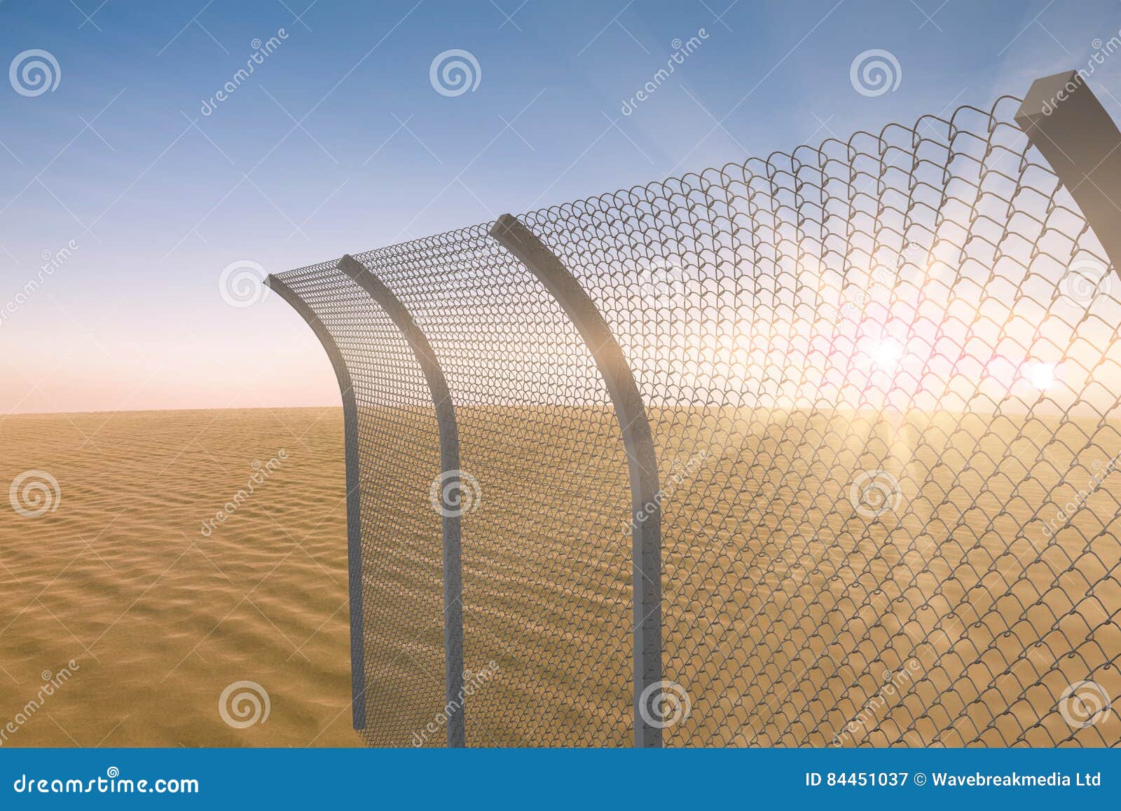 Composite Image of Chainlink Fence by White Background 3d Stock Image ...