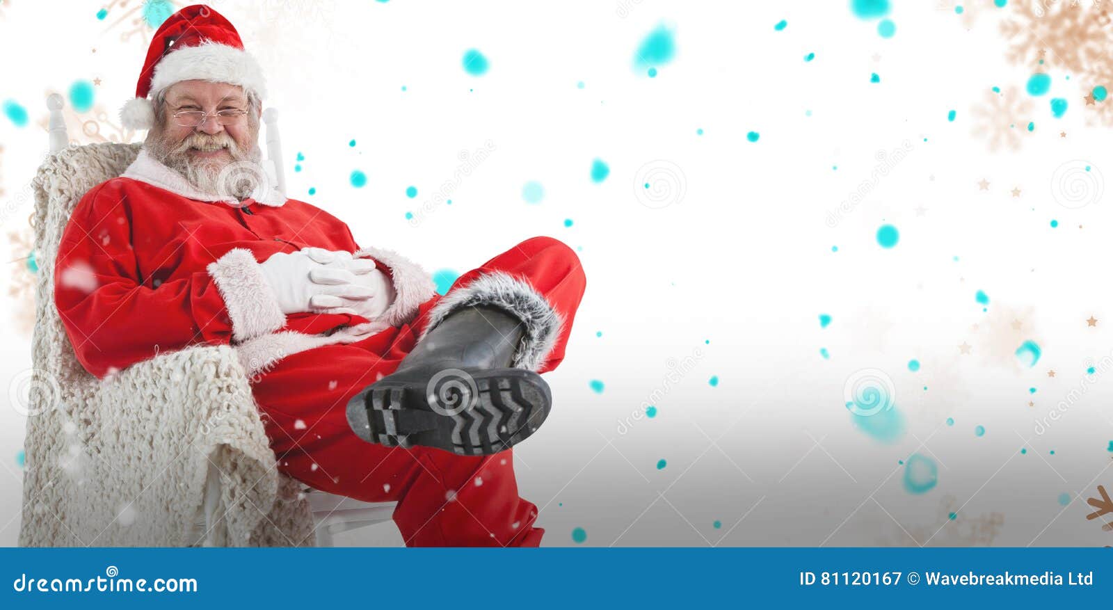 Composite Image of Cheerful Santa Claus Relaxing on Chair Stock Image ...