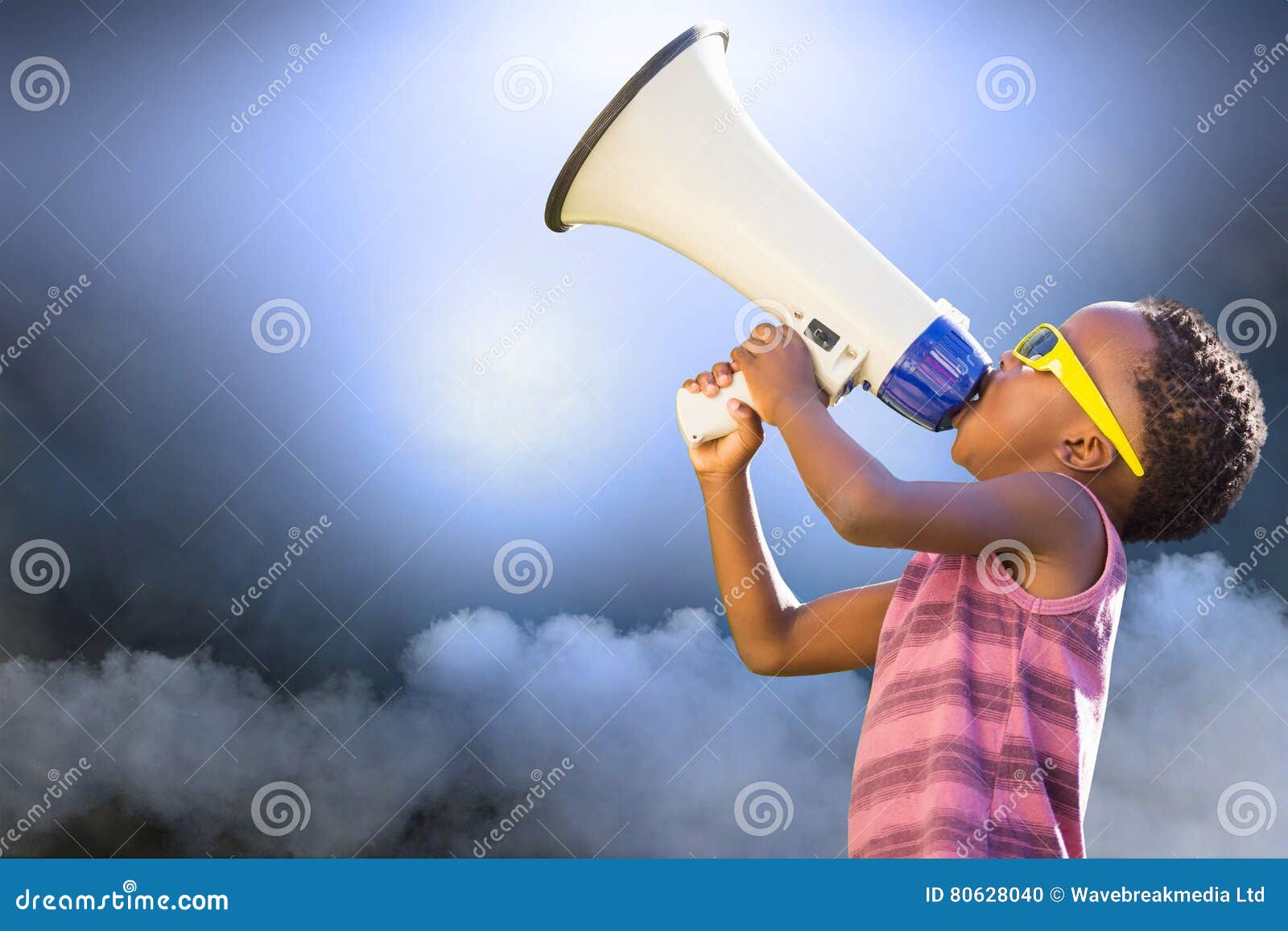 Composite Image of Child with Megaphone Stock Photo - Image of talk ...