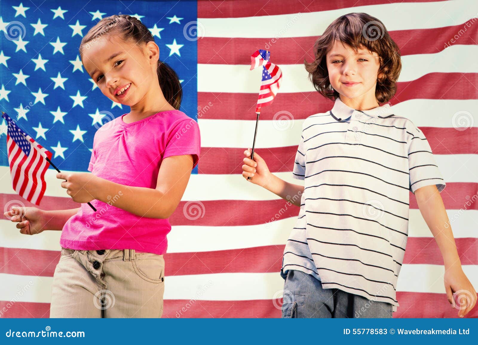 Composite Image of Children with American Flags Stock Image - Image of ...