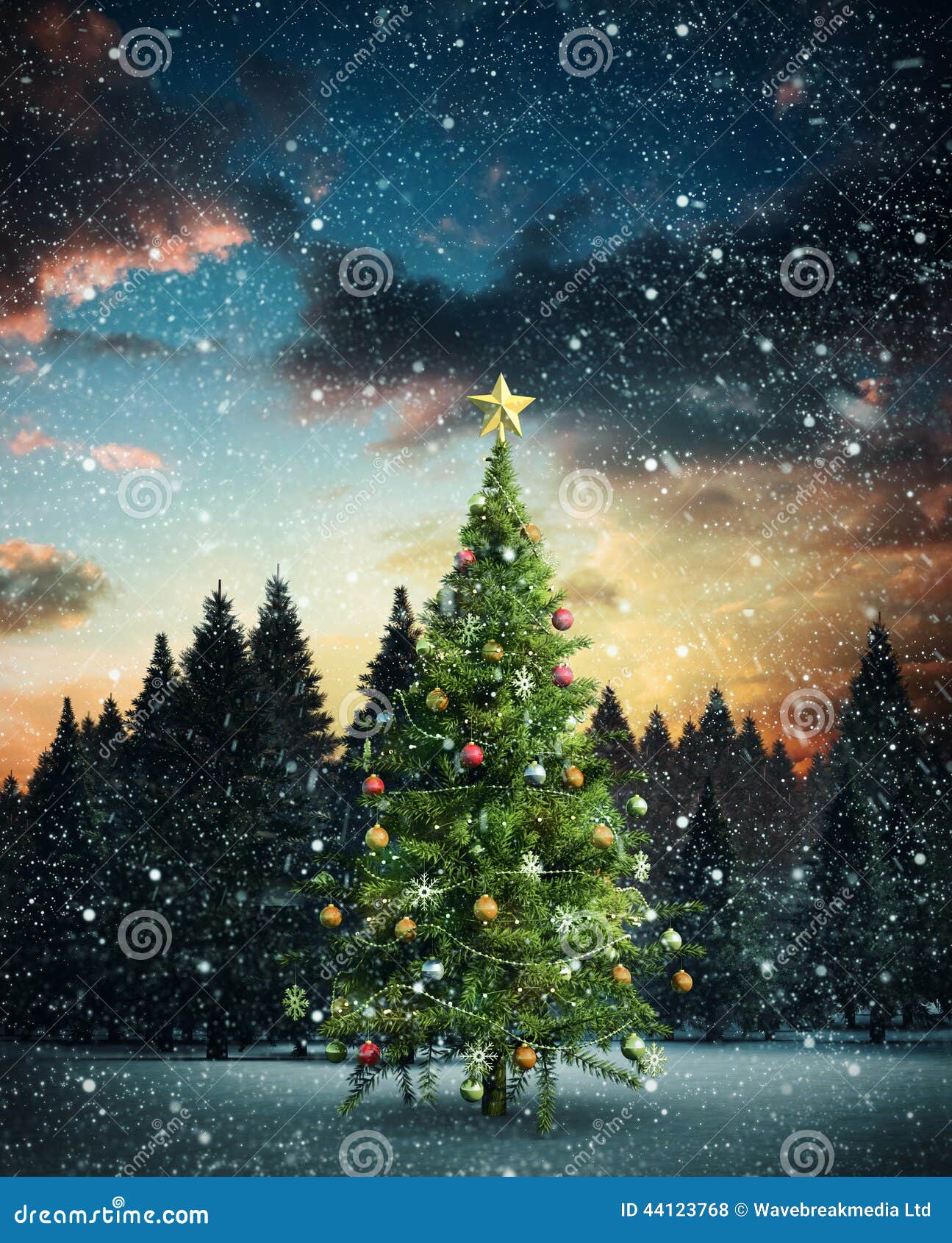 Composite Image of Christmas Tree Stock Illustration - Illustration of ...