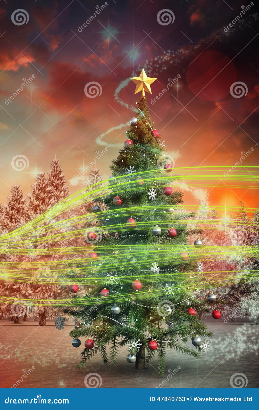 Composite Image of Christmas Tree Stock Illustration - Illustration of ...
