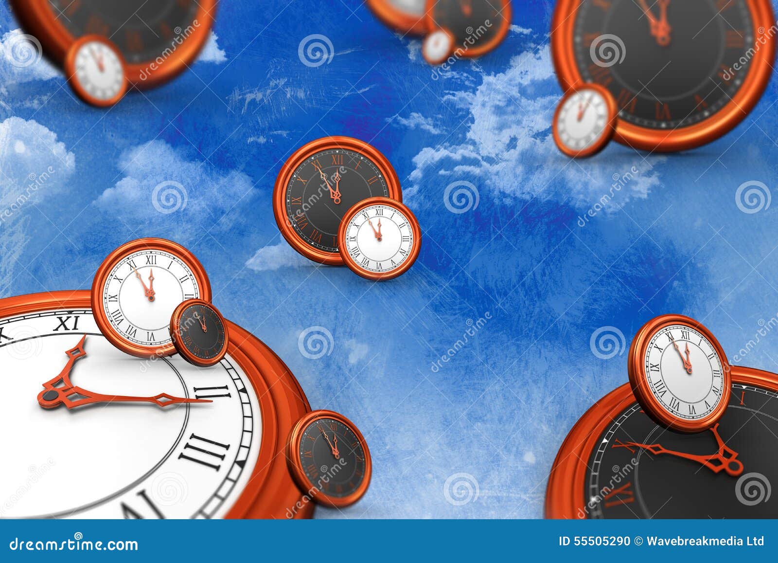 A Composite Image of Clocks Stock Illustration - Illustration of nature ...