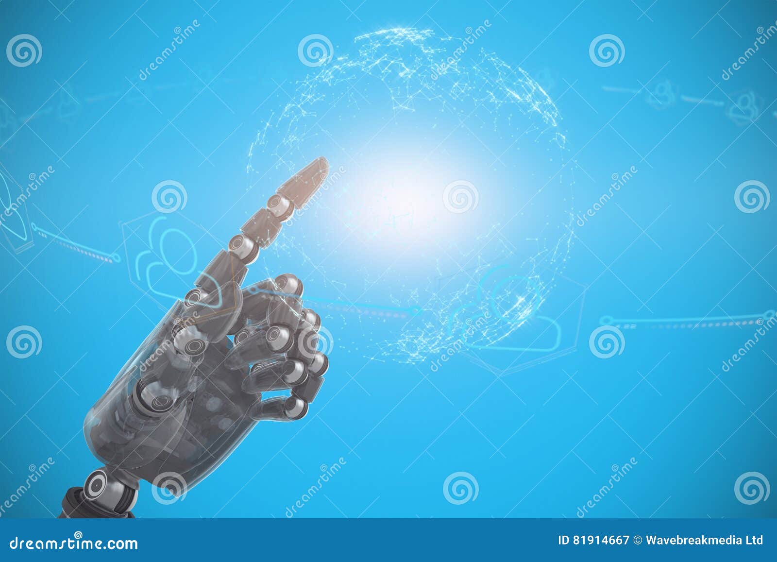 Composite Image of Close Up of Gray Robotic Arm Stock Illustration ...