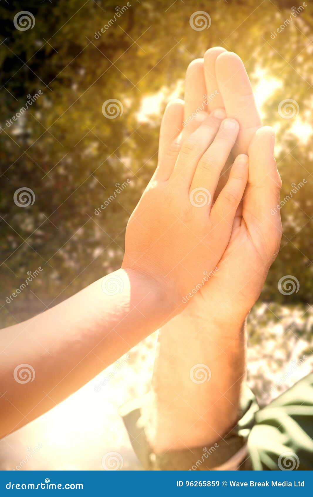 Composite Image of Close-up of Hand Giving High Five Stock Image ...