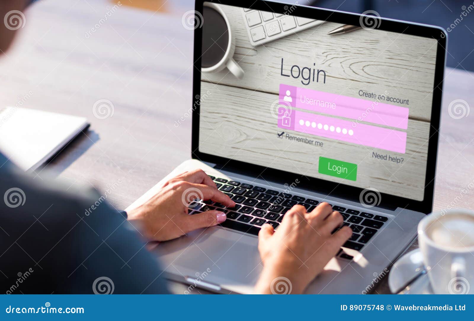 Composite Image of Close-up of Login Page Stock Photo - Image of script ...
