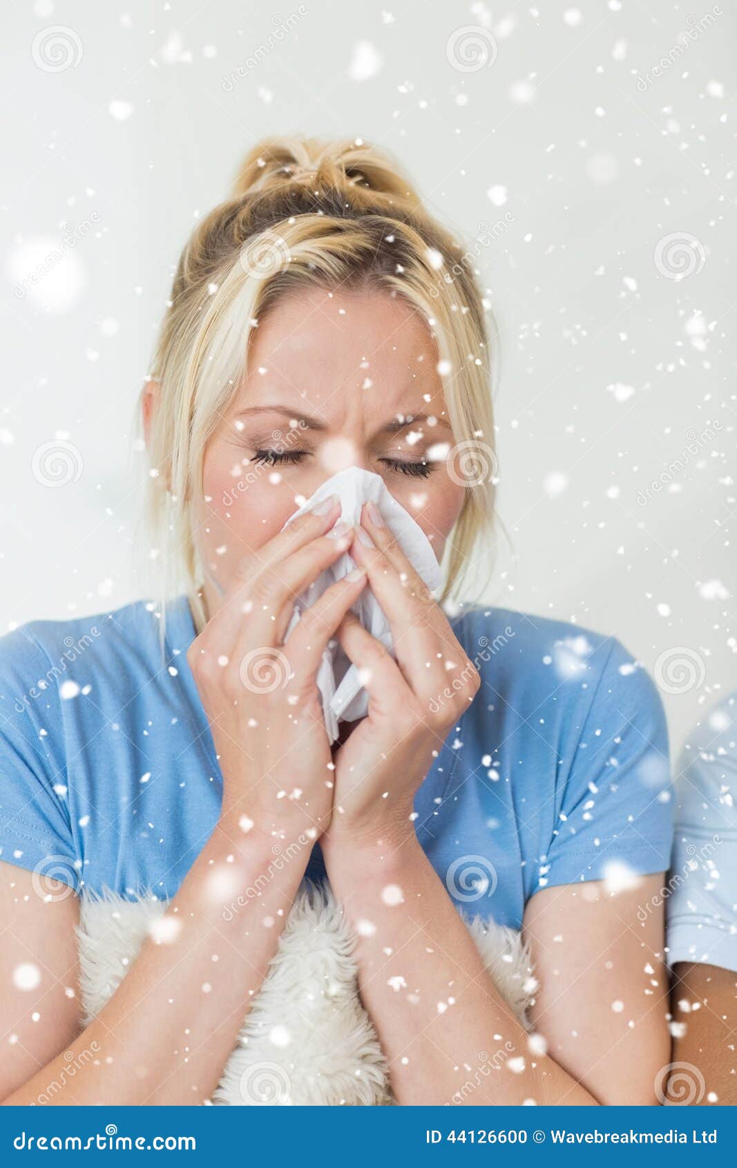 Composite Image of Closeup of a Young Woman Suffering from Cold Stock ...