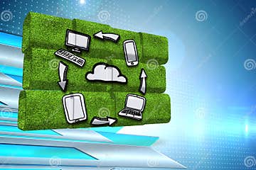Composite Image of Cloud Computing Cycle on Abstract Screen Stock ...