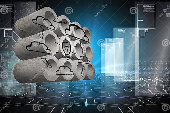 Composite Image of Cloud Computing Cycle on Abstract Screen Stock ...