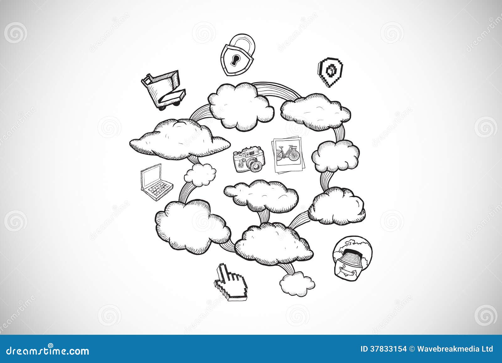 Composite Image of Cloud Computing Doodle Stock Illustration - Illustration of computing ...