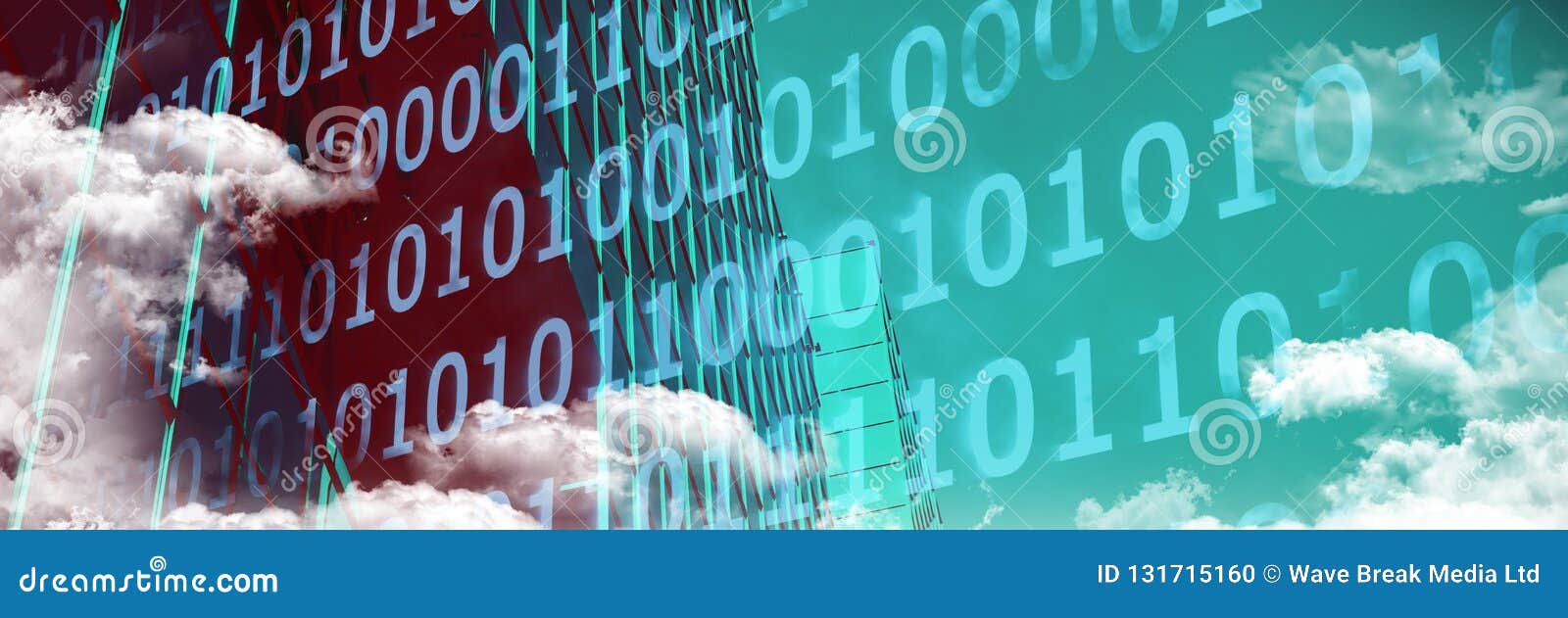 Composite Image of Clouds Around Binary Codes Stock Photo - Image of ...