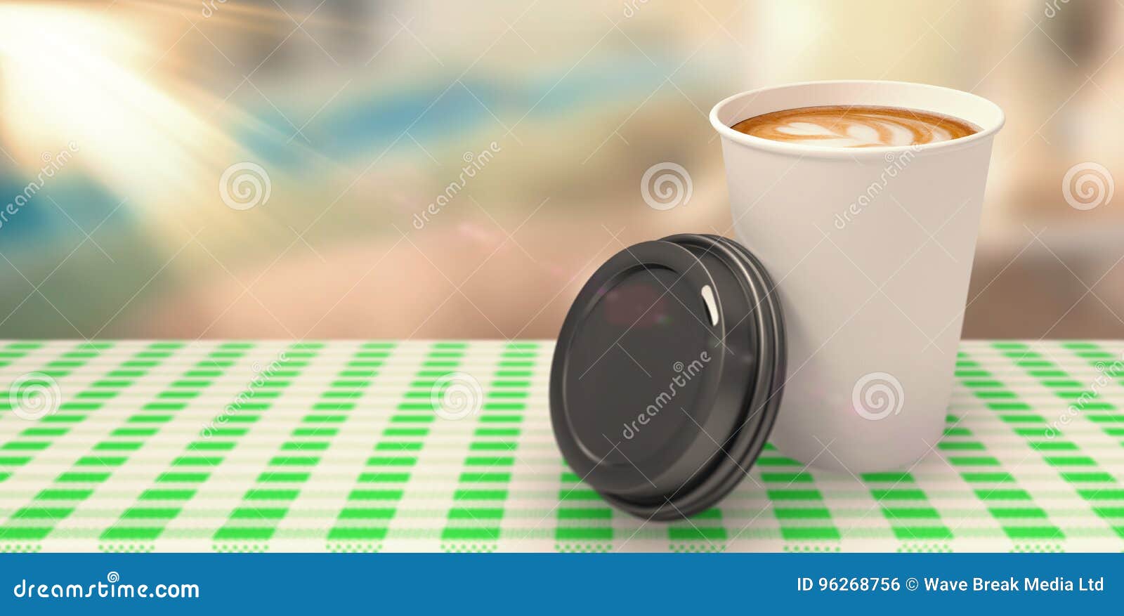 Composite Image of Coffee Cup in Front of Its Cover Stock Illustration ...