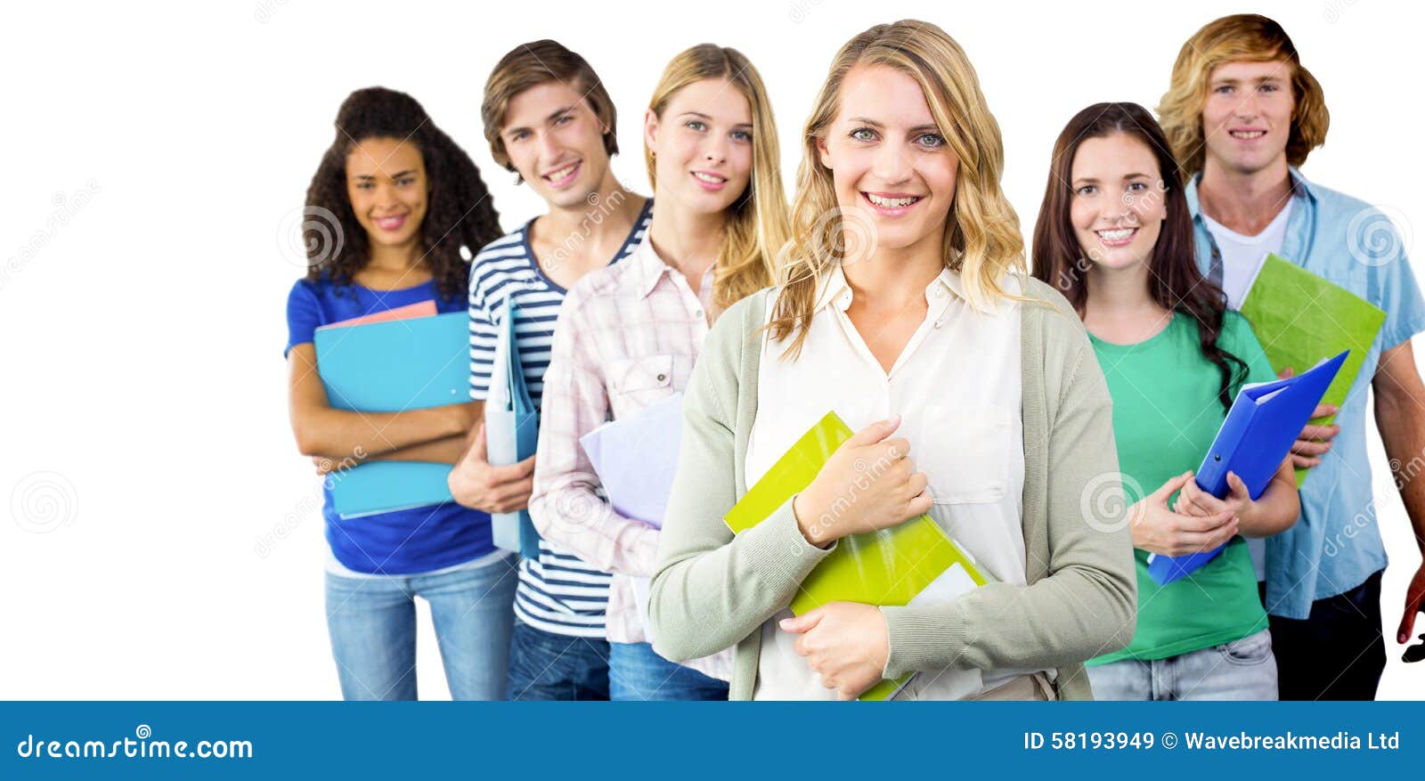 Composite Image of College Students Holding Folders at College Stock ...