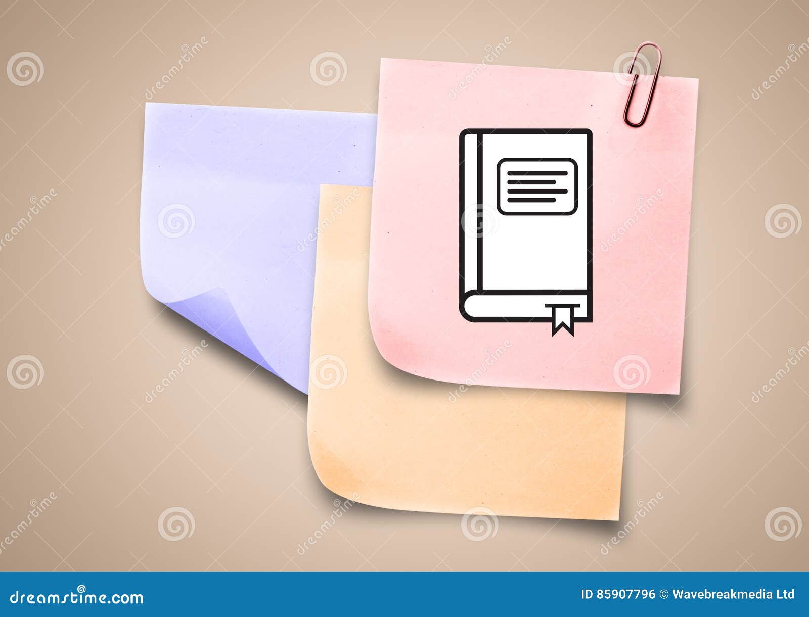 Composite Image of Colored Sticky Note Learning Book Icon Education ...