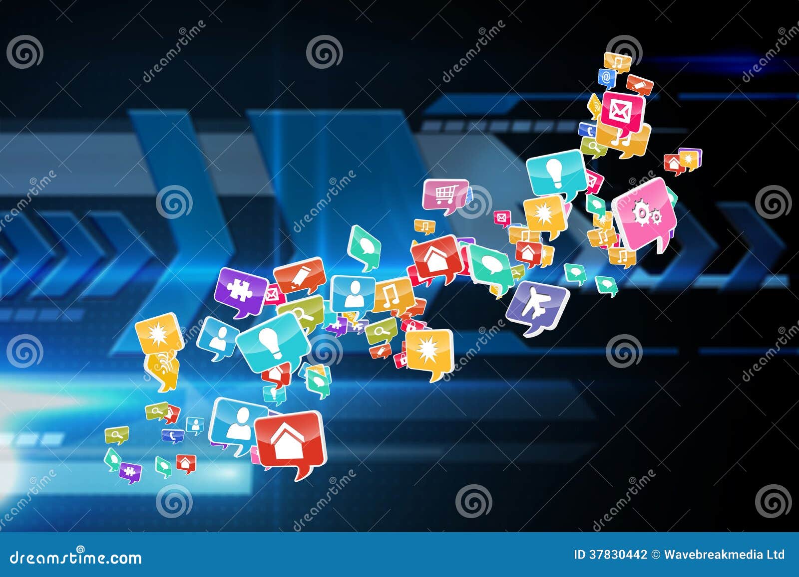 Composite Image of Colourful Computer Applications Stock Illustration ...