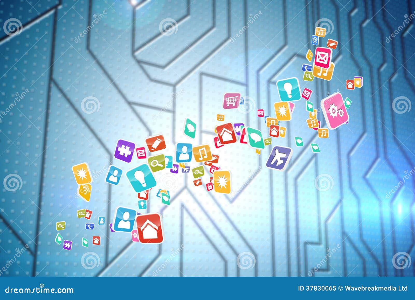 Composite Image of Colourful Computer Applications Stock Illustration ...