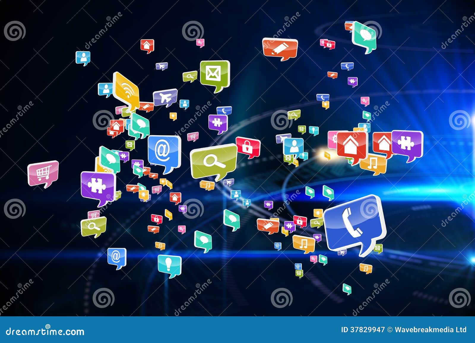 Composite Image of Colourful Computer Applications Stock Illustration ...