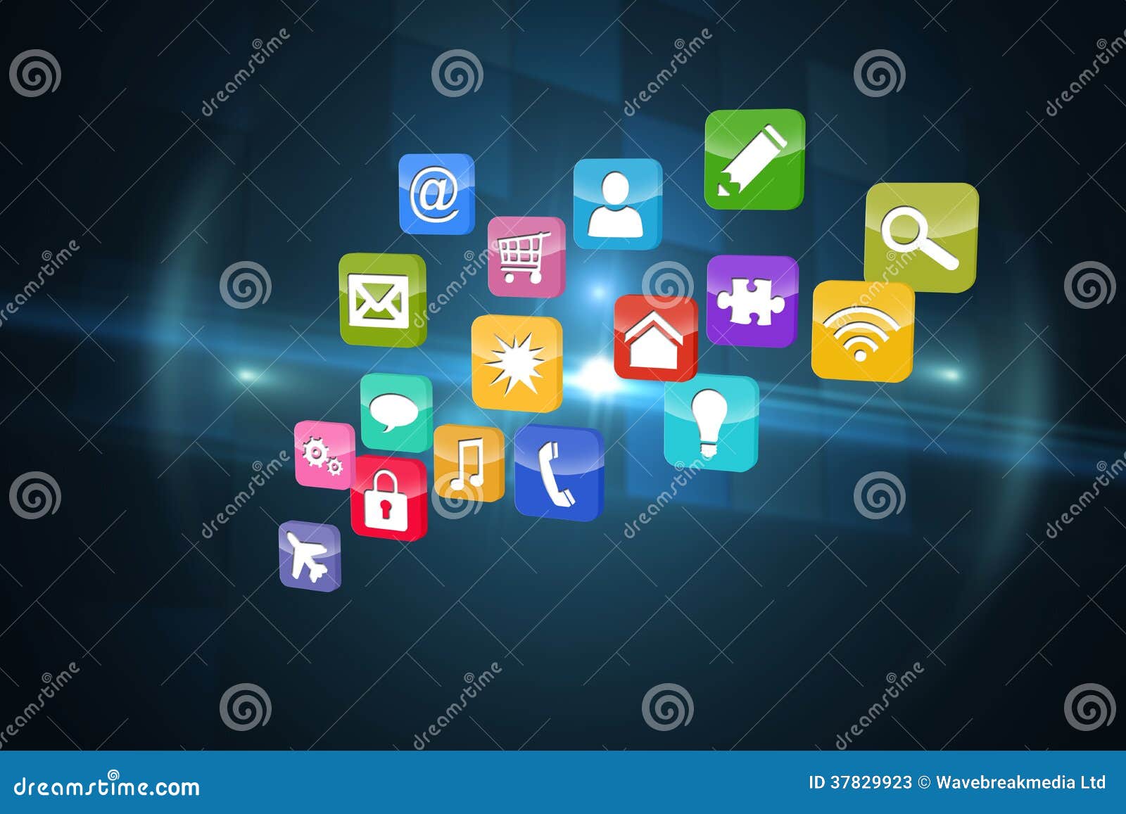 Composite Image of Colourful Computer Applications Stock Illustration ...