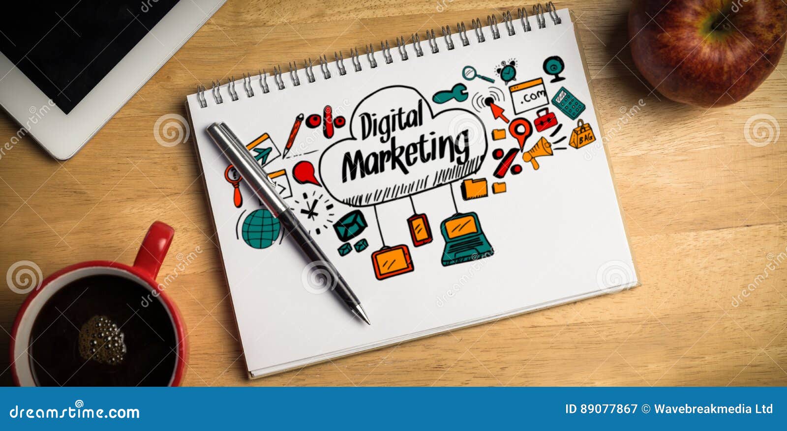 Composite Image of Composite Image of Digital Marketing Text with Icons ...