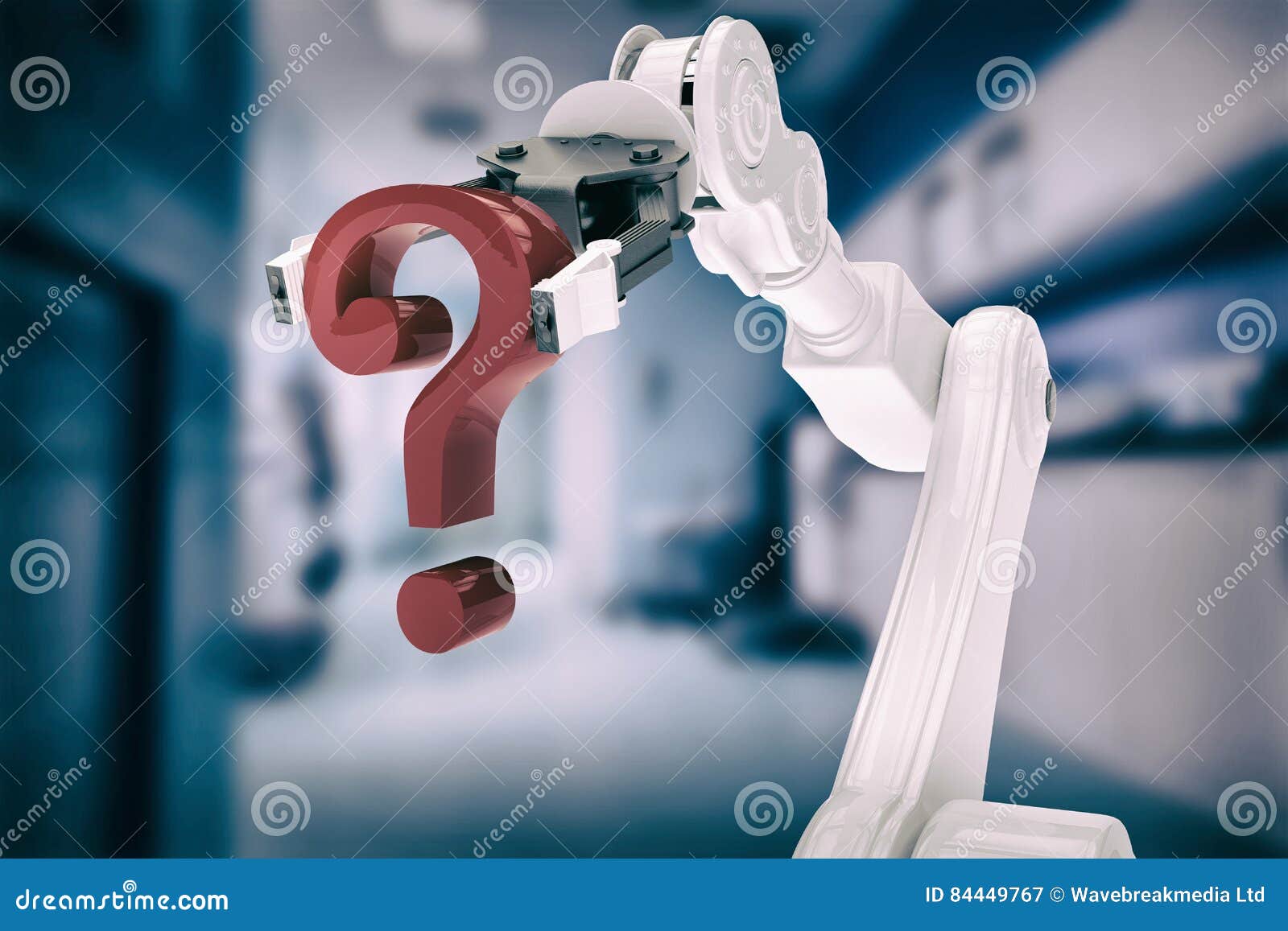 Composite Image of Composite Image of Robotic Arm Holding Question Mark ...