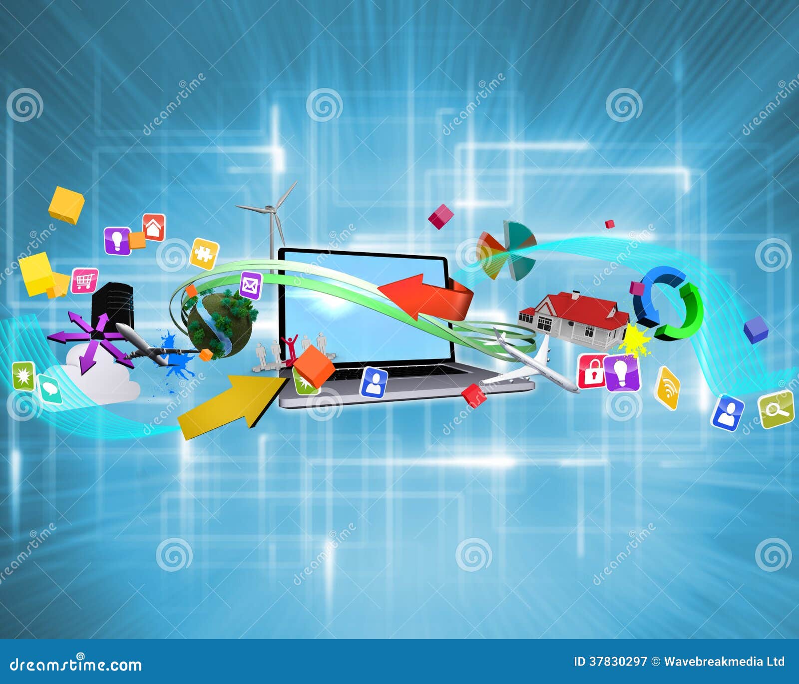 Composite Image of Computer Applications Stock Illustration ...