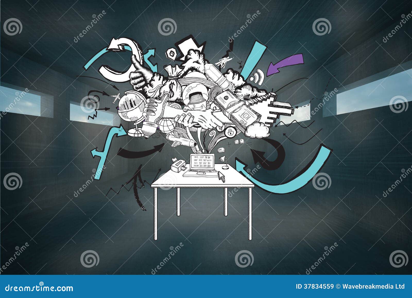 Composite Image of Computer Brainstorm Doodle Stock Image - Image of ...