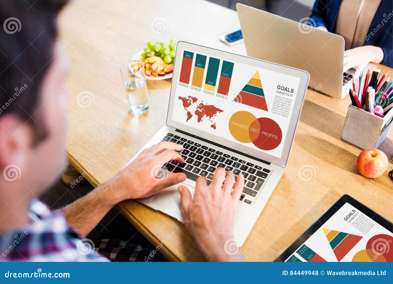 Composite Image of Computer Graphic Image of Business Presentation with ...