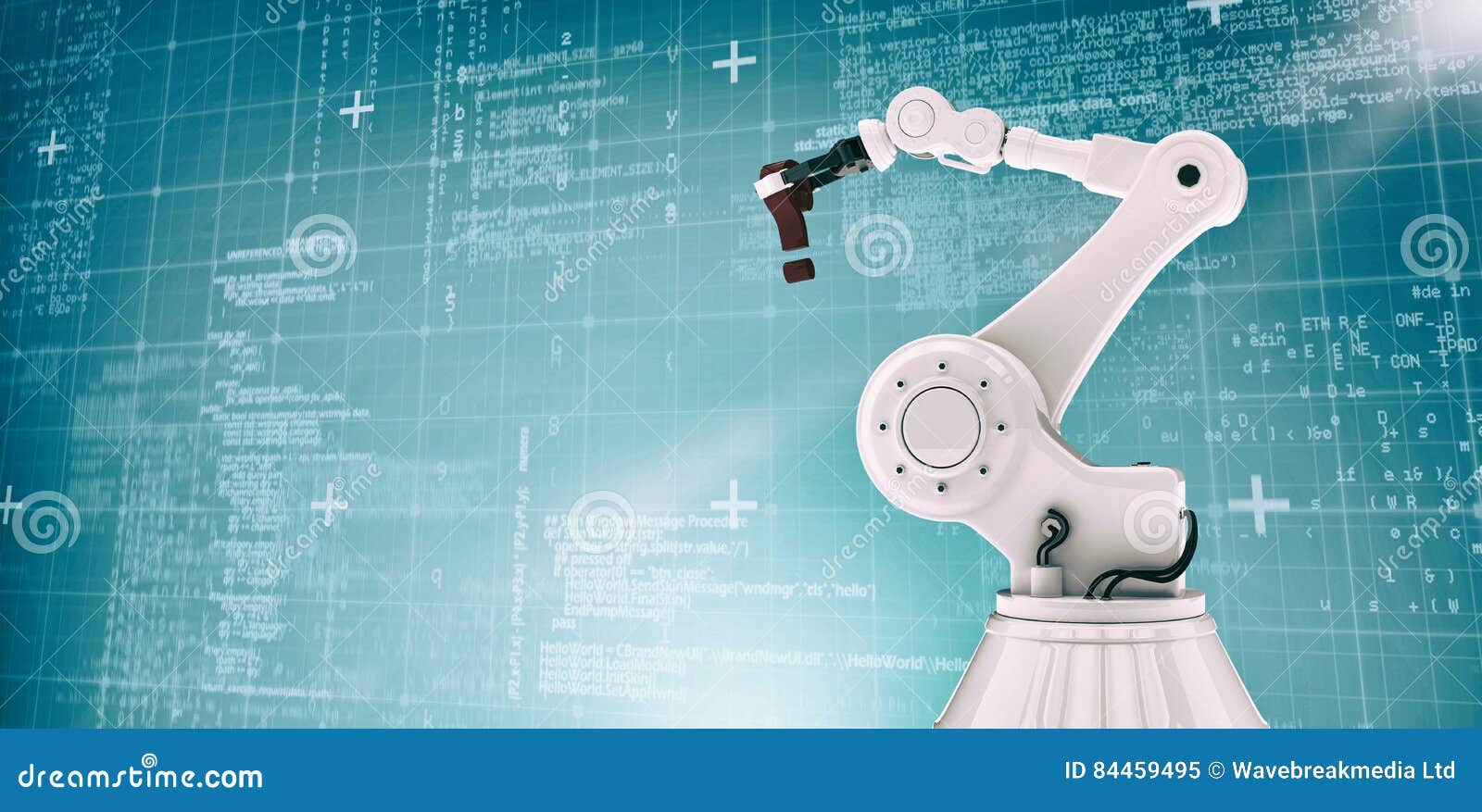 Composite Image of Computer Graphic Image of Robotic Arm Holding ...