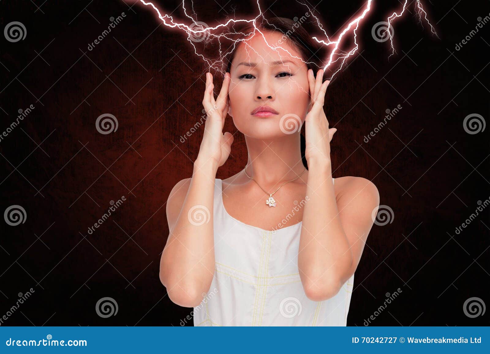 Composite Image of Concerned Woman Posing and Looking at Camera Stock ...
