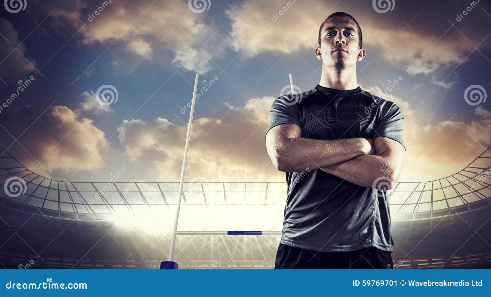 Composite Image of Confident Rugby Player with Arms Crossed Stock Image ...