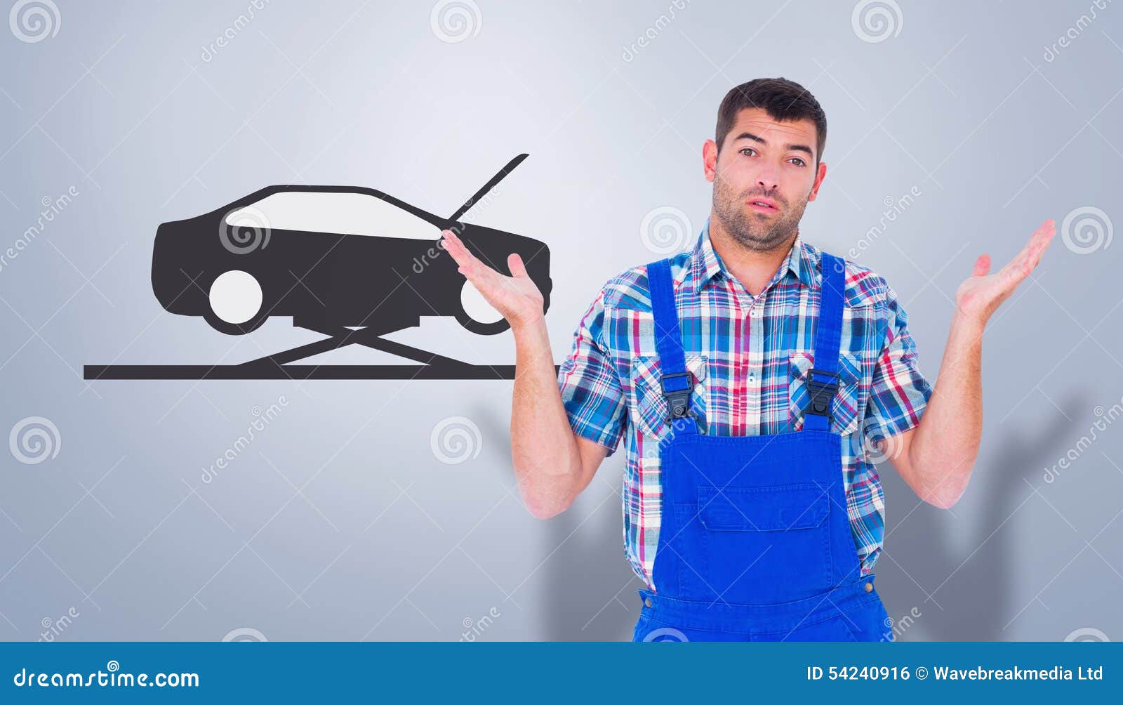 Composite Image of Confused Handyman Giving I Dont Know Gesture Stock ...