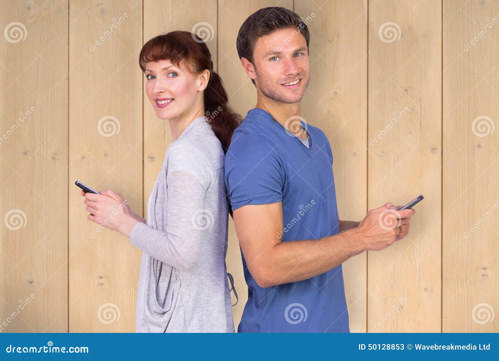 Composite Image of Couple Both Sending Text Messages Stock Image ...