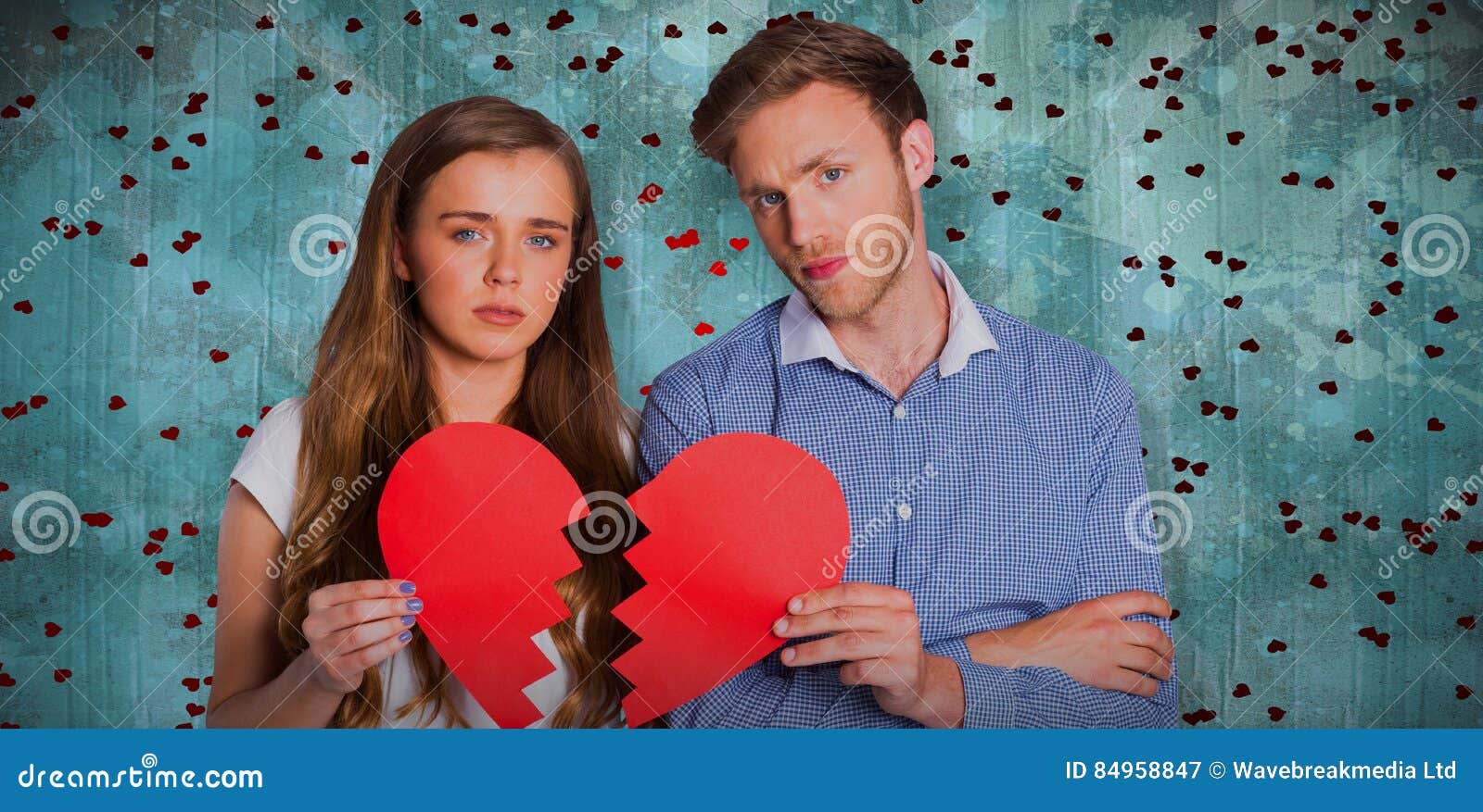 Composite Image of Couple Holding Broken Heart Stock Image - Image of ...