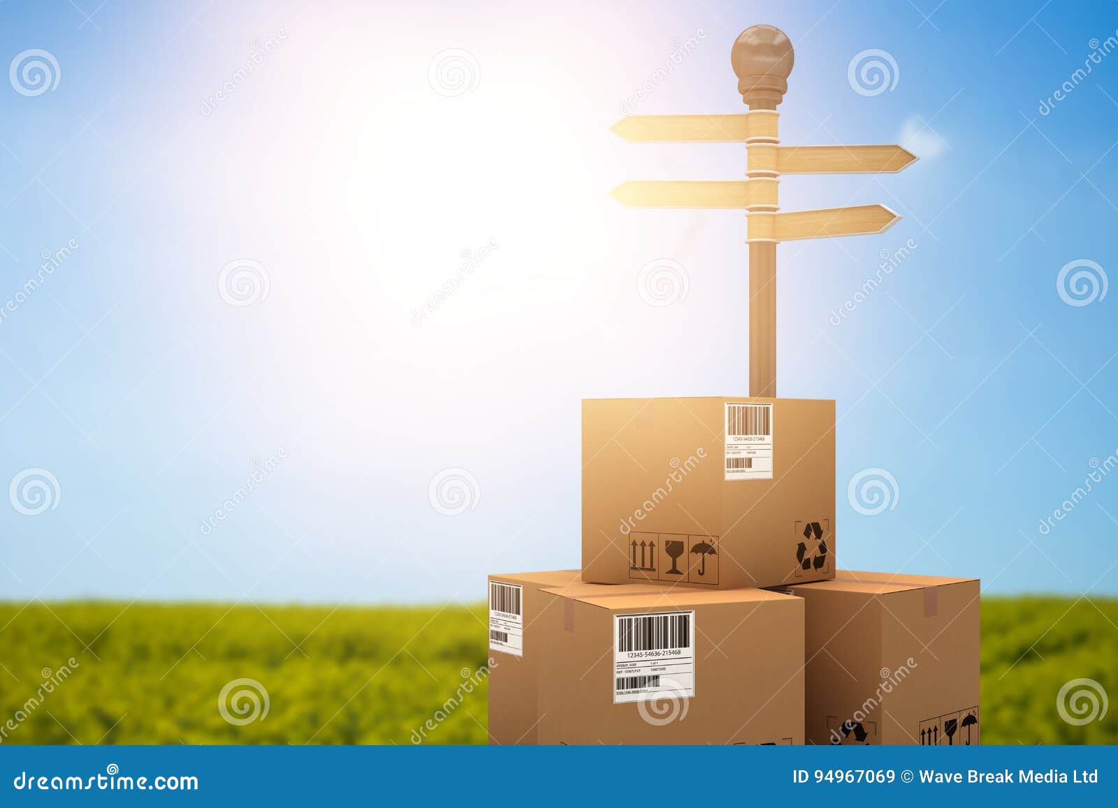 Composite Image of Courier by Road Sign Stock Image - Image of cloud ...