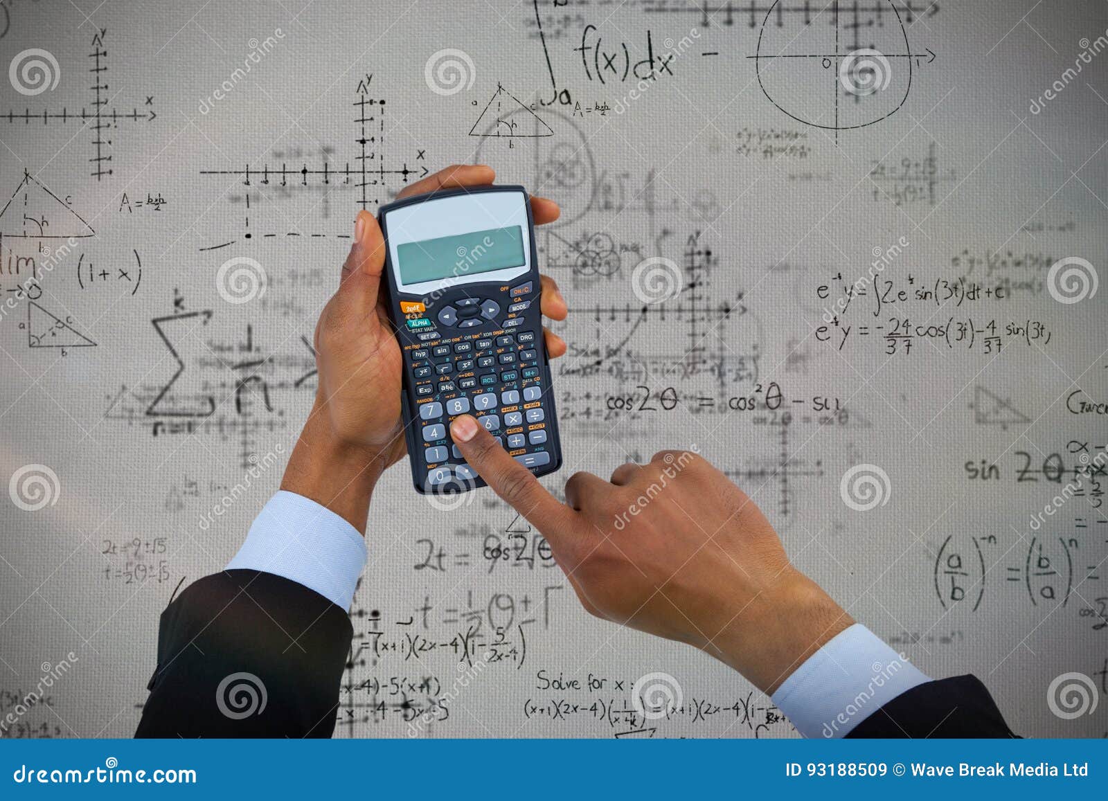 Composite Image of Cropped Hands of Businessman Using Calculator Stock ...
