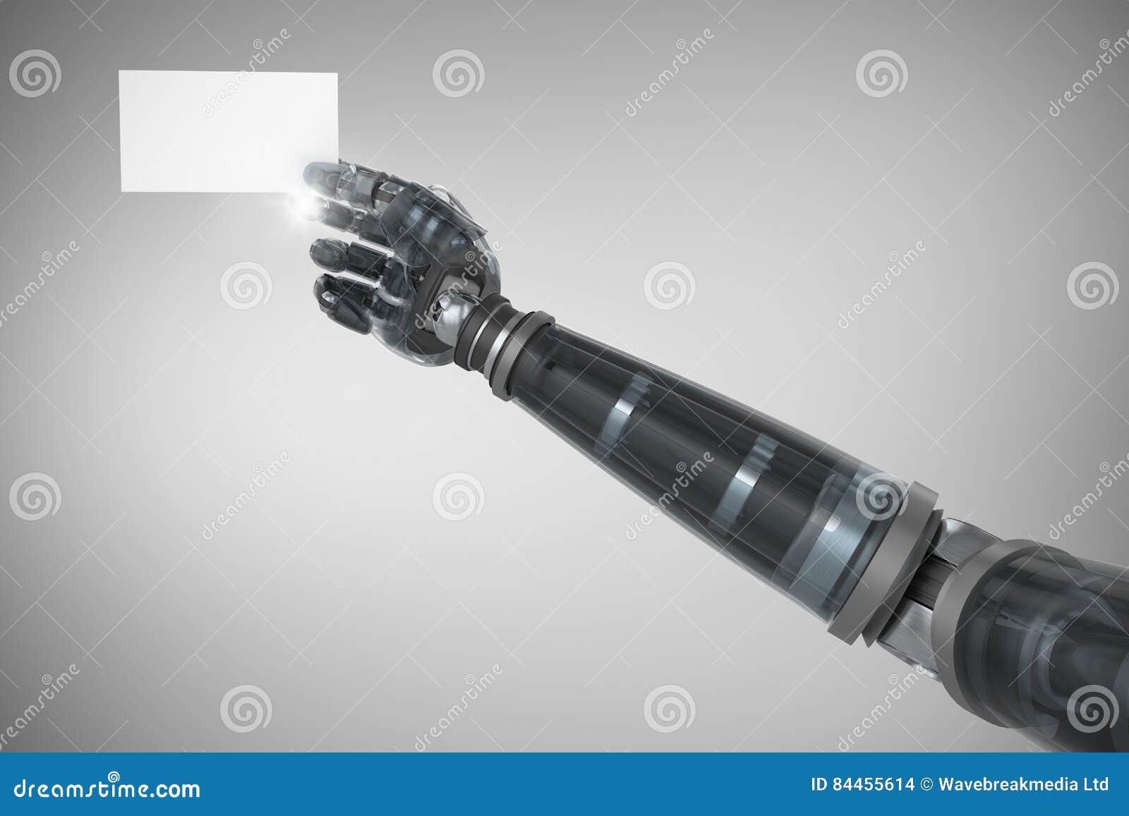 Composite Image of Cropped Image of Digital Robotic Arm Holding Blank ...