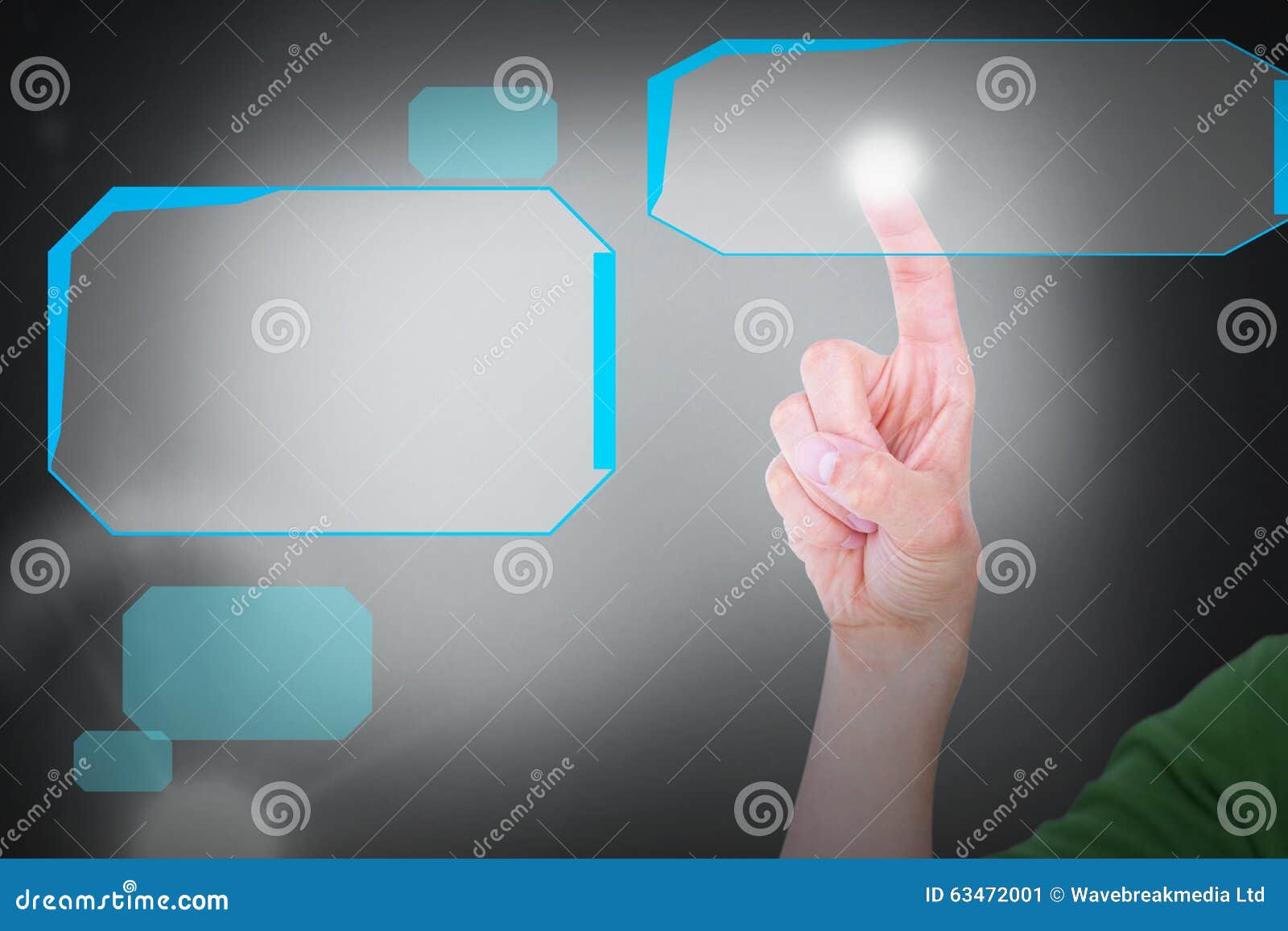 Composite Image of Cropped Image of Man Touching an Invisible Screen ...