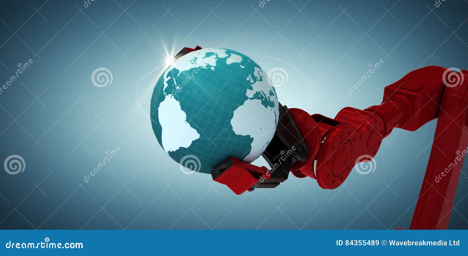 Composite Image of Cropped Image of Red Robotic Claw Holding Blue ...