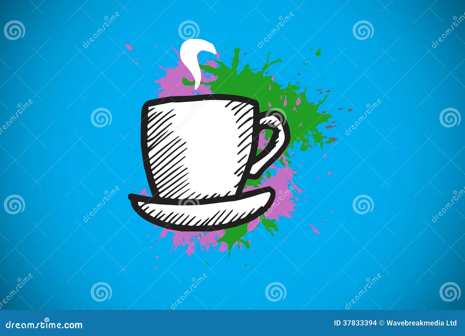 Composite Image of Cup and Saucer on Paint Splashes Stock Illustration ...